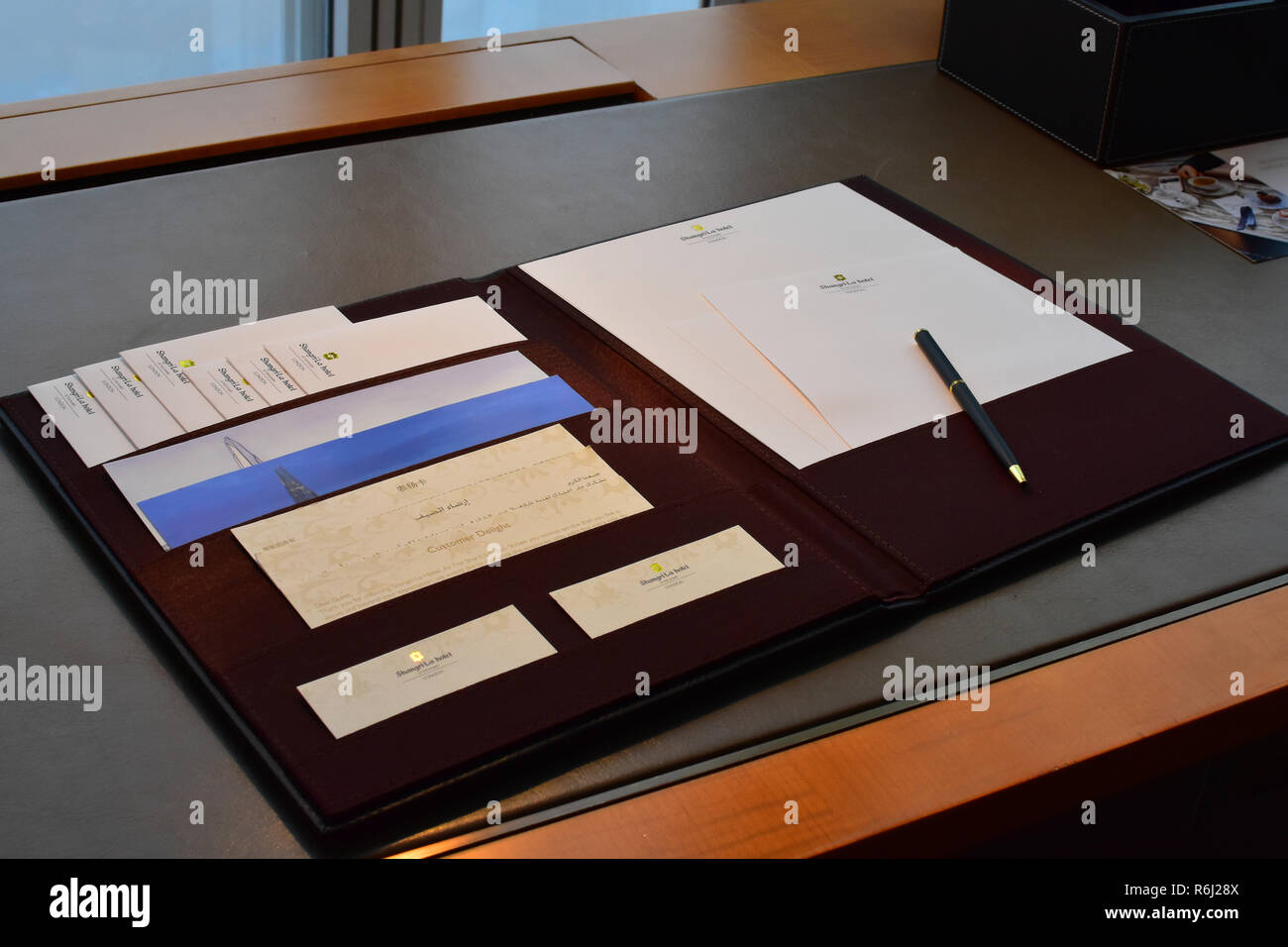 Writing desk in a bedroom at the Shangdi La Hotel in The Shard - London ...