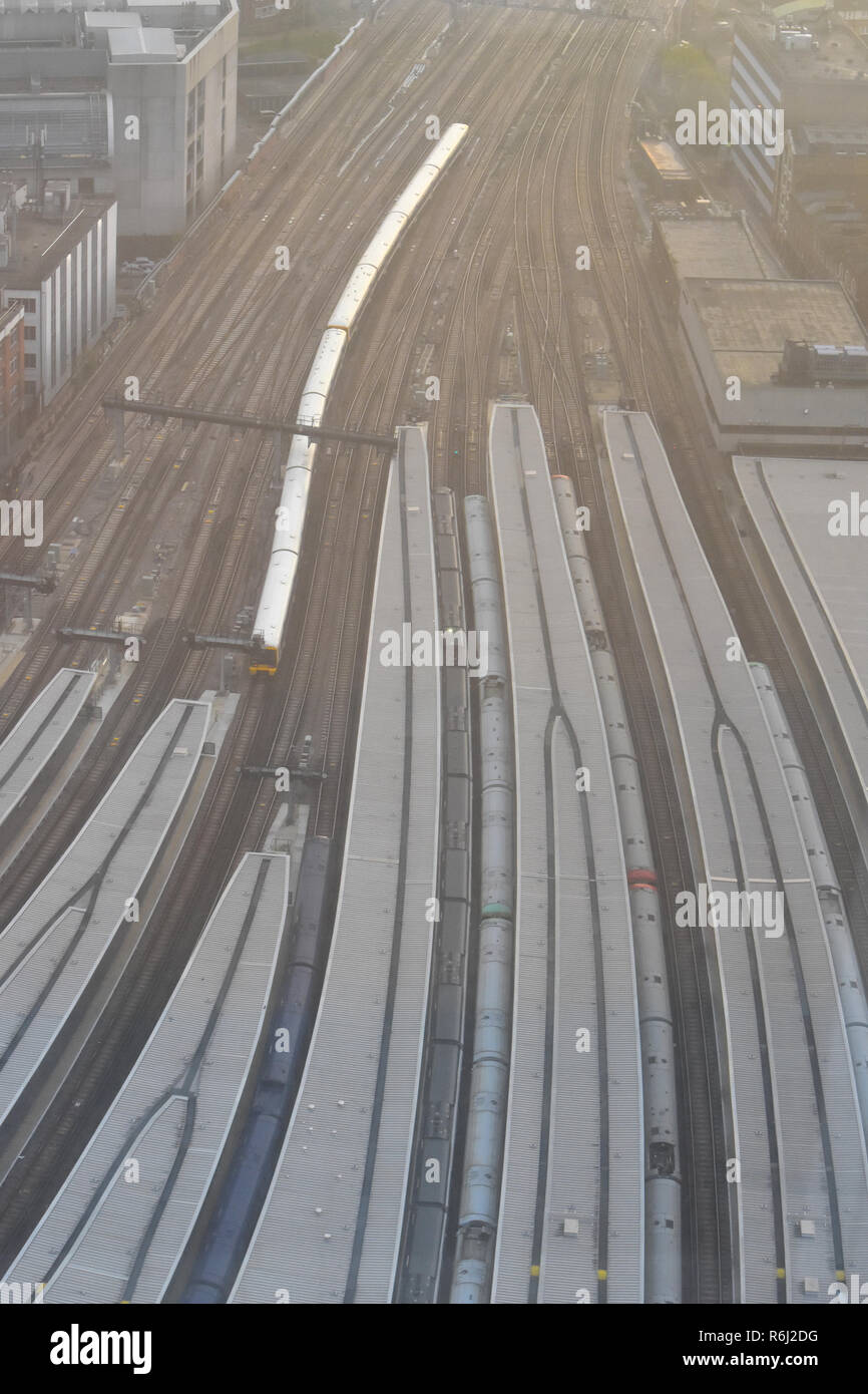 The view over London Bridge station platforms from a bedroom at the ...