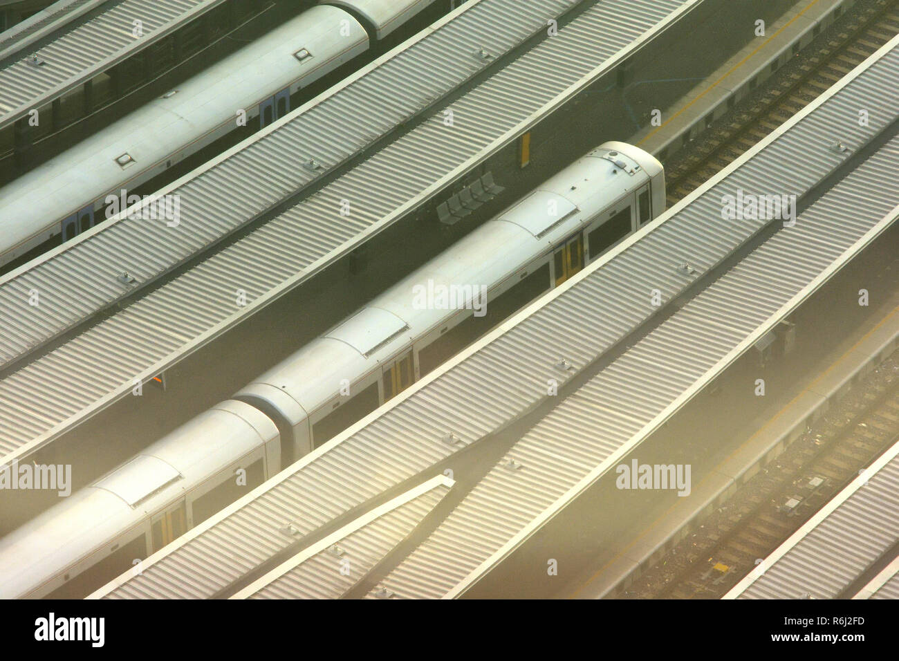 The view over London Bridge station platforms from a bedroom at the ...