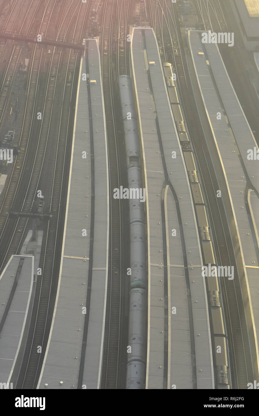 The view over London Bridge station platforms from a bedroom at the ...