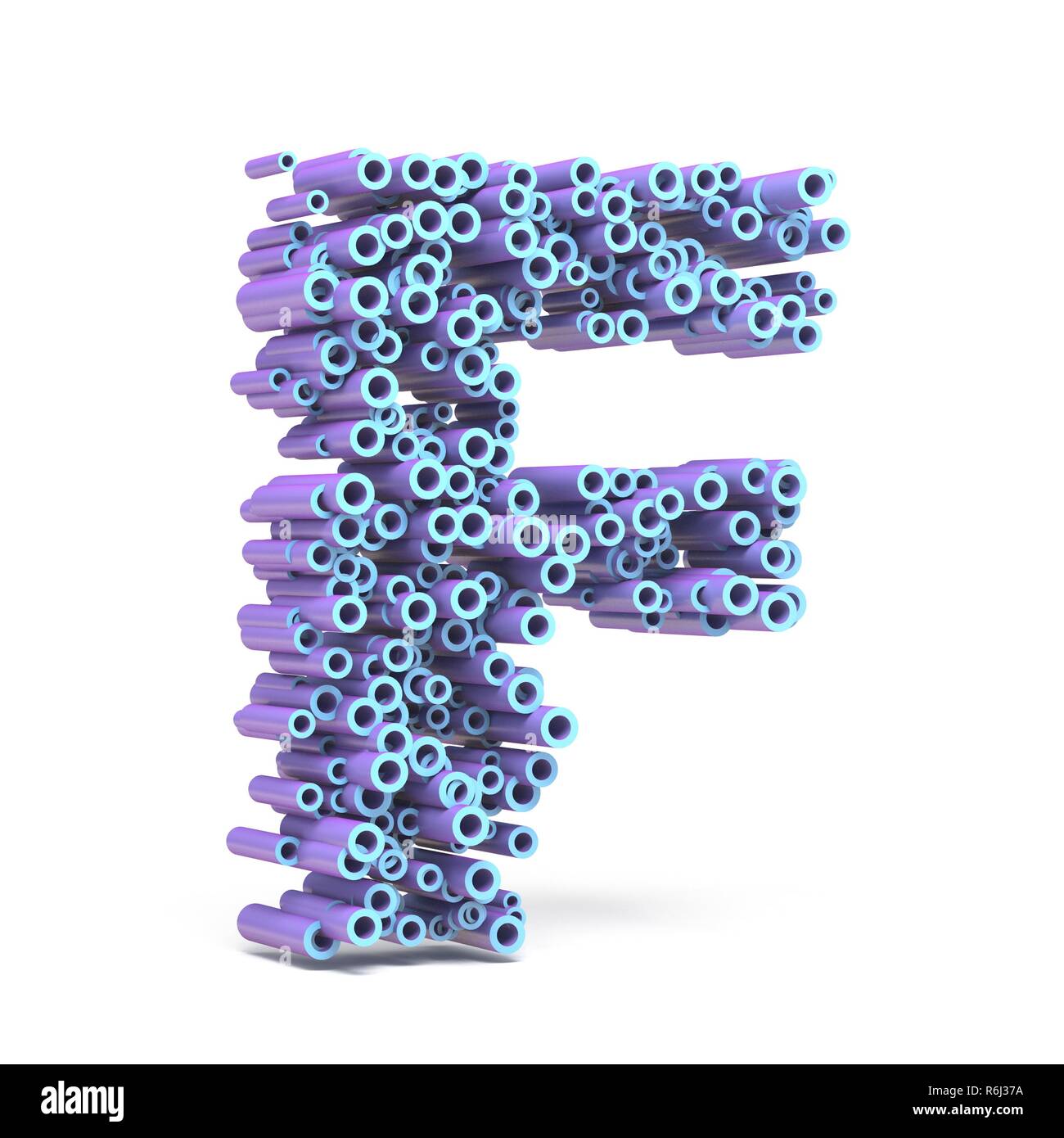 Purple blue font made of tubes LETTER F 3D Stock Photo - Alamy