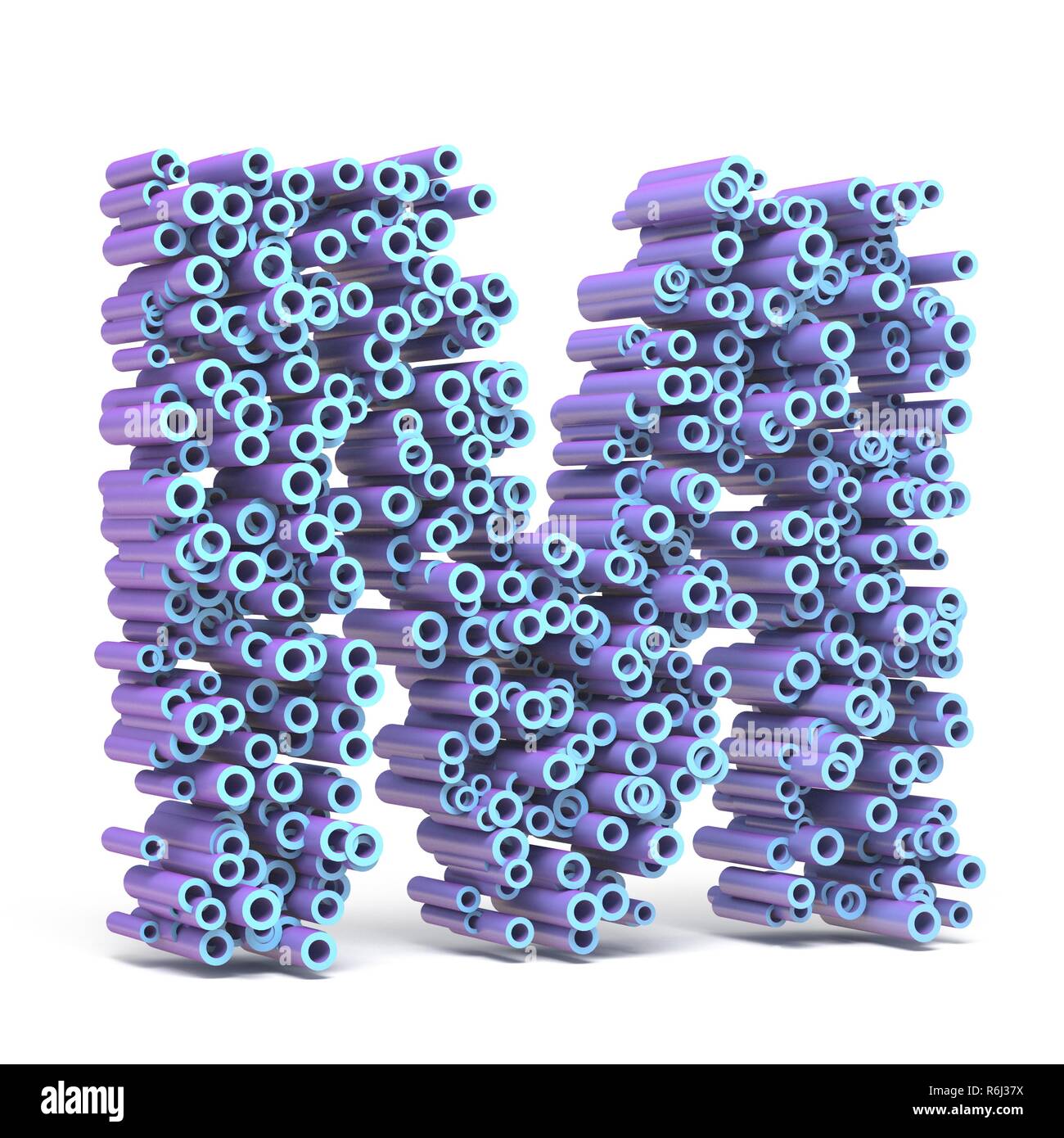 Purple blue font made of tubes LETTER M 3D Stock Photo - Alamy