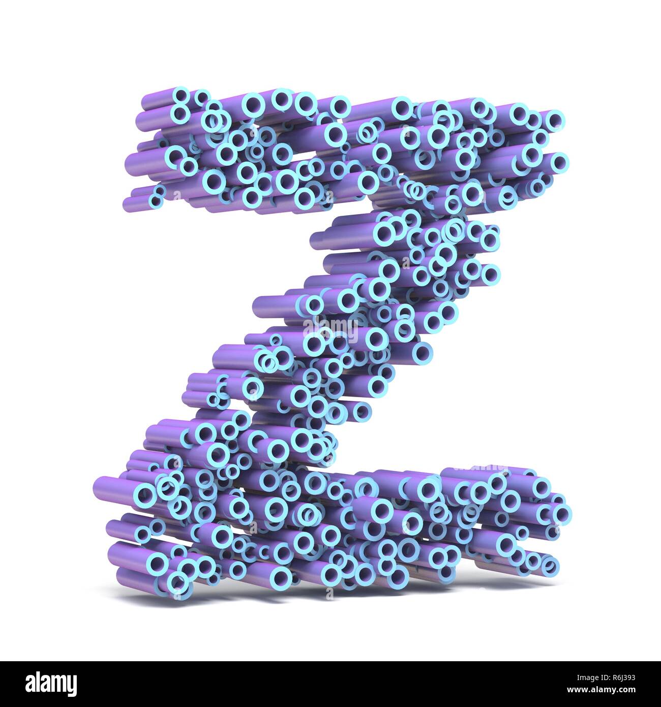 Purple blue font made of tubes LETTER Z 3D Stock Photo - Alamy