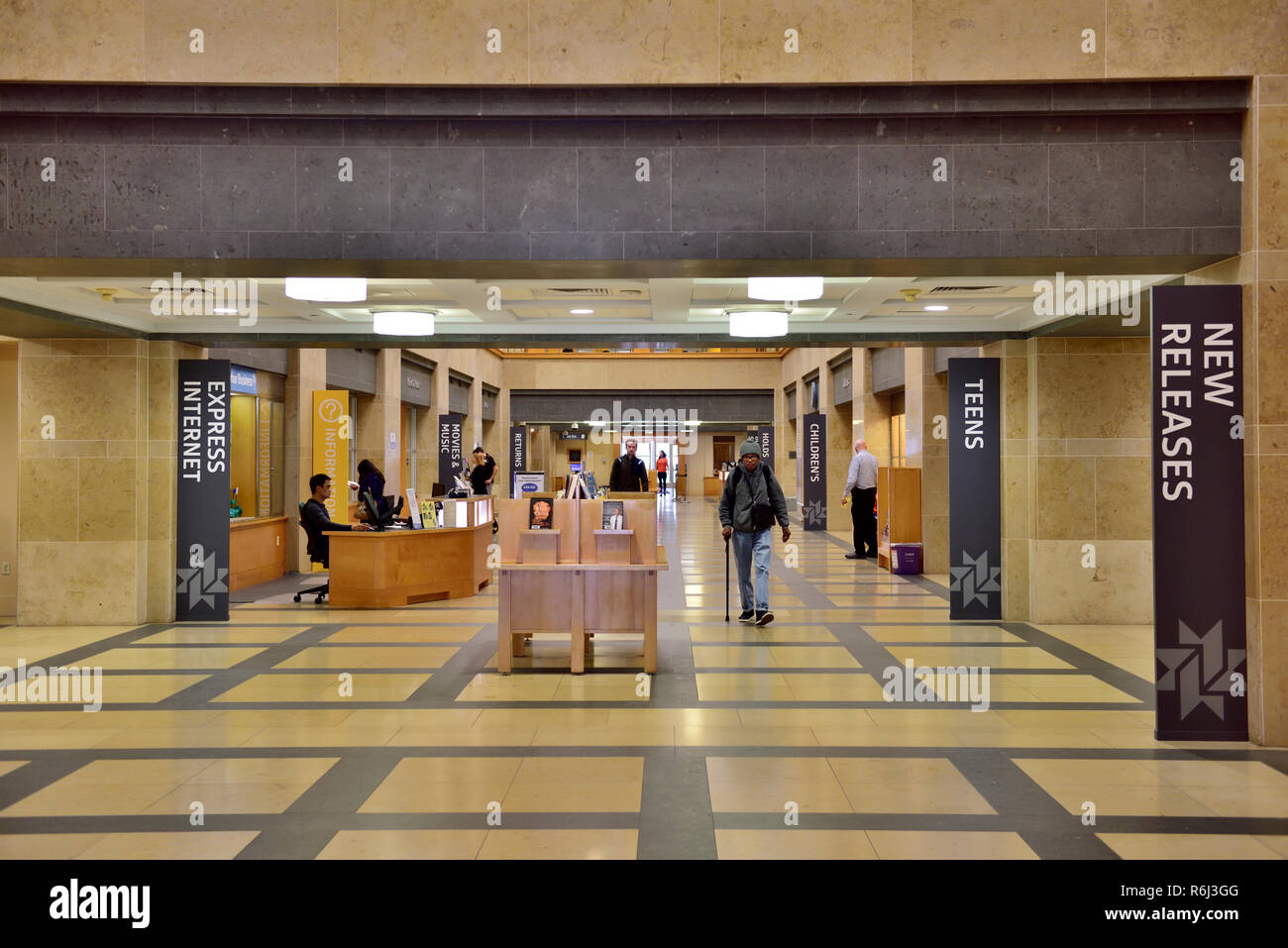 Inside, ground floor, Denver public library buildings complex in the ...