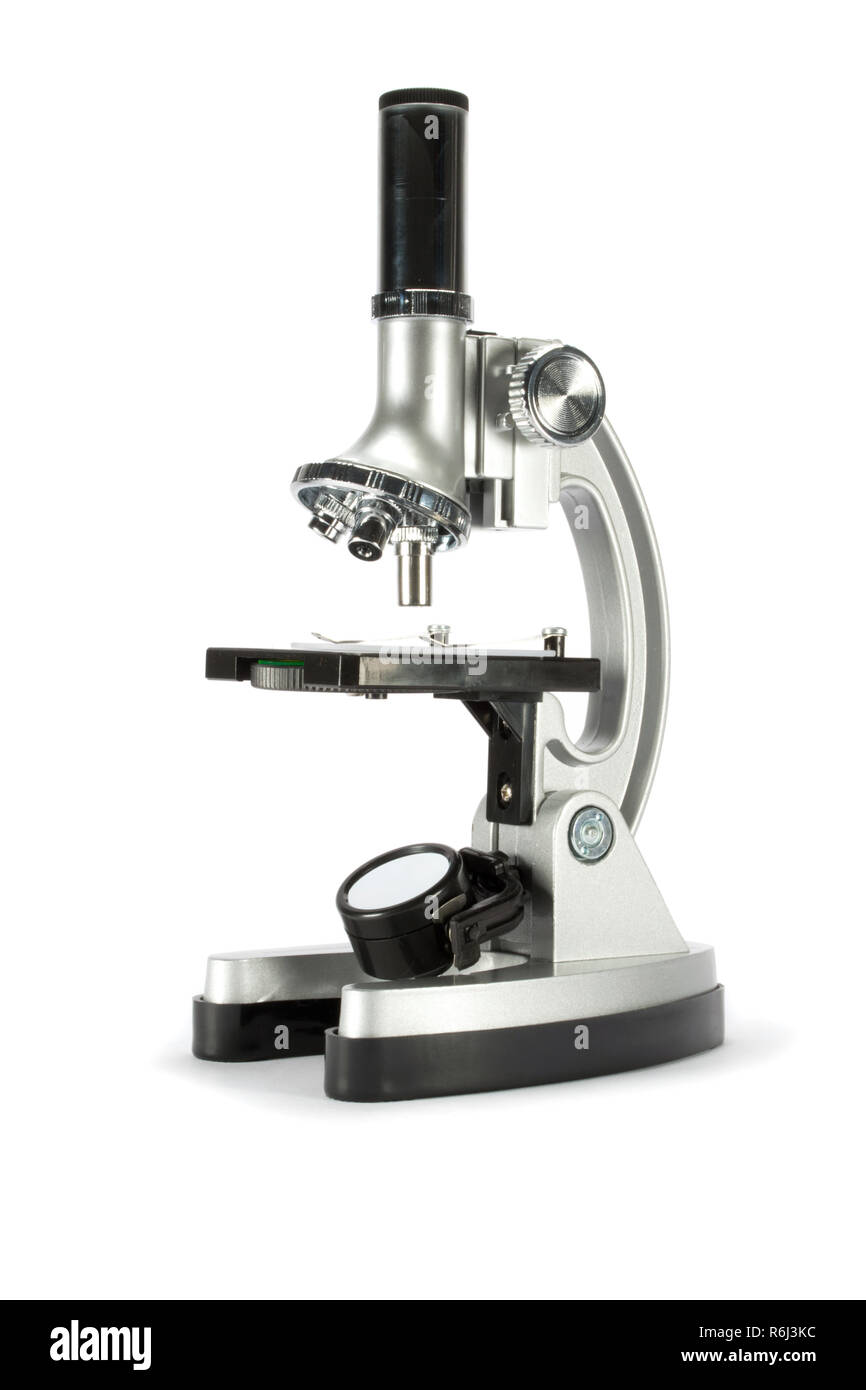 Microscope isolated on white background Stock Photo - Alamy
