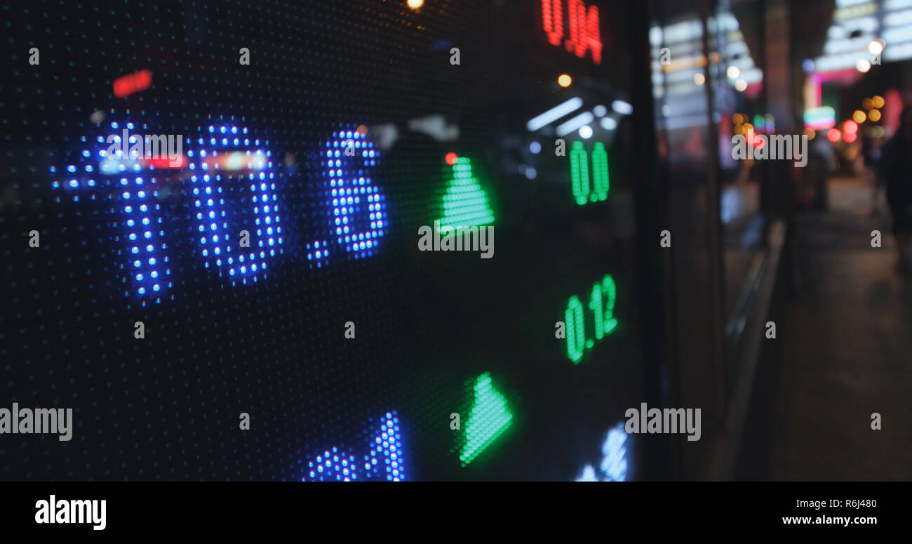Stock market prices showing on the screen Stock Photo - Alamy