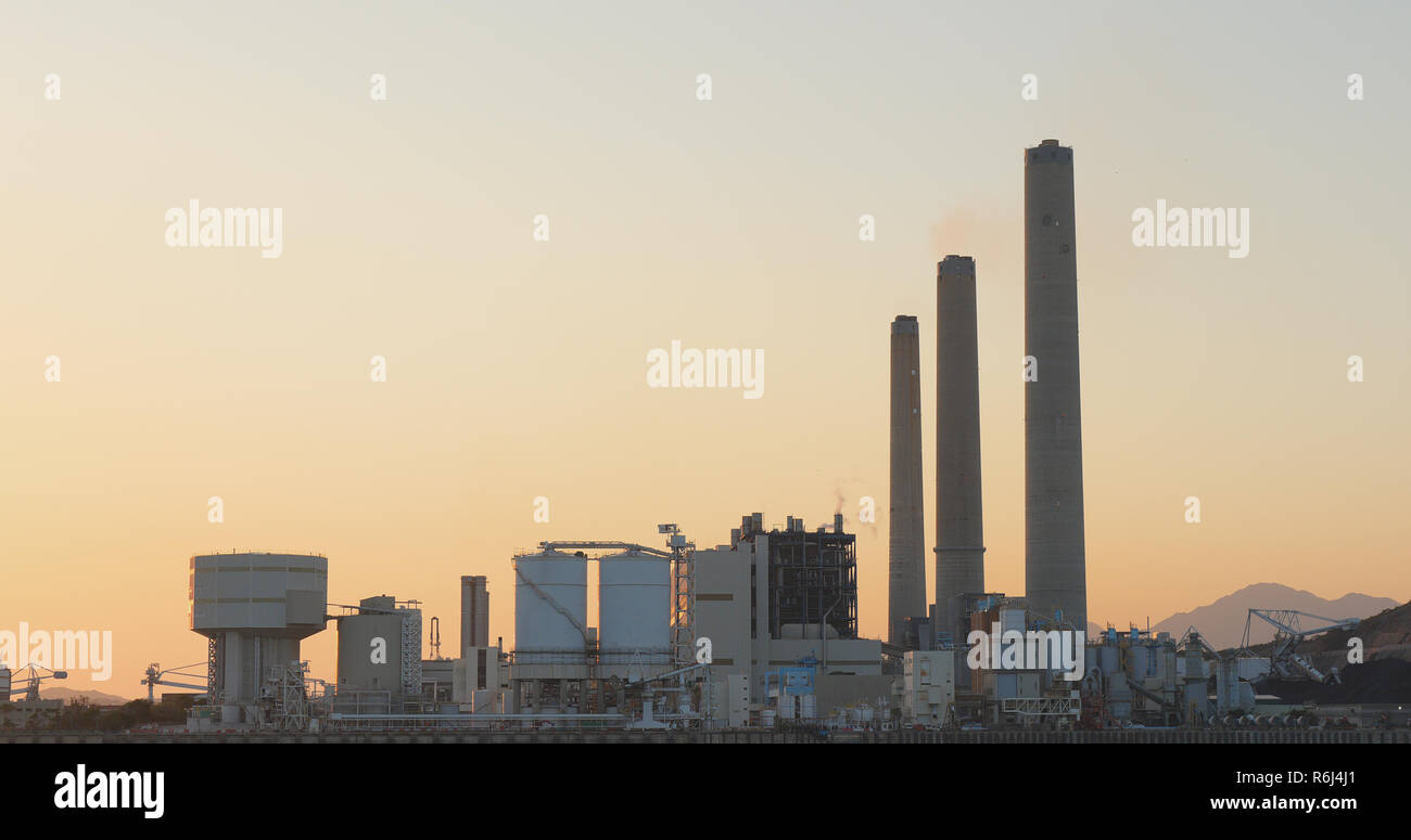 Power station in Hong Kong at sunset Stock Photo - Alamy
