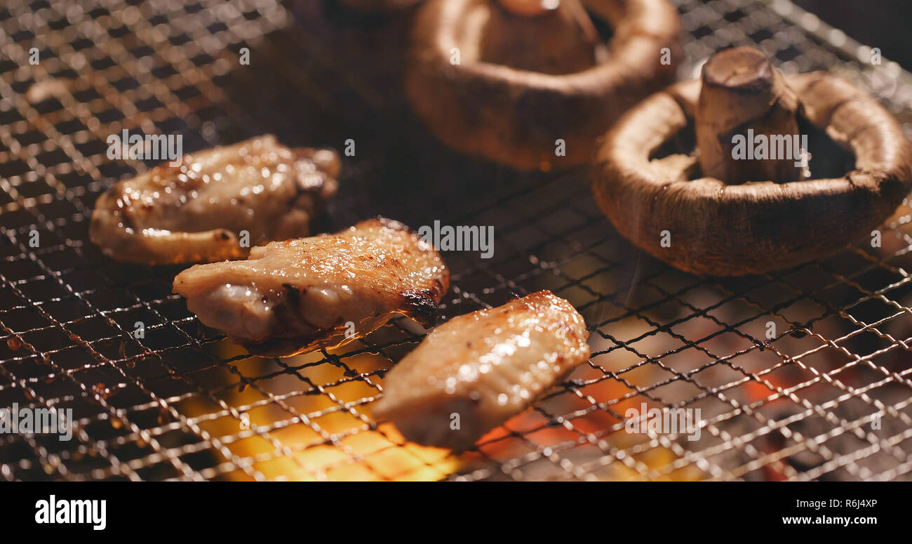 Fresh Food on barbecue fire Stock Photo - Alamy