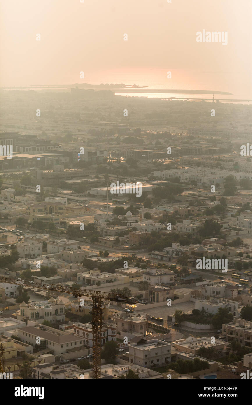 Bur Dubai and Deira, aerial view of Dubai Creek Stock Photo - Alamy