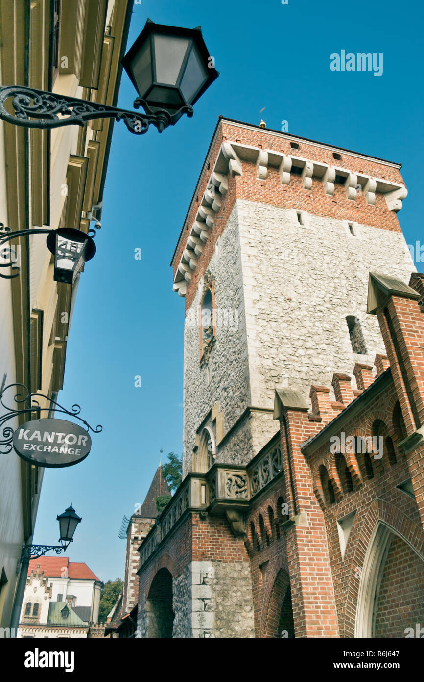Gothic architecture krakow old town st florians gate hi-res stock ...