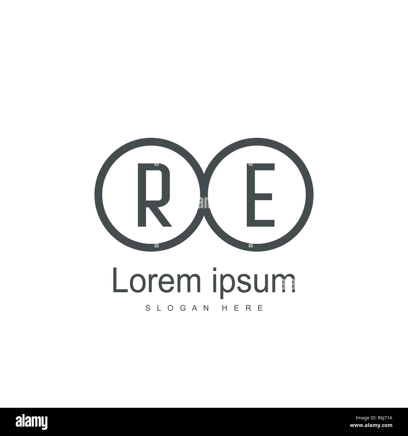 RE Logo template design. Initial letter logo template design Stock ...
