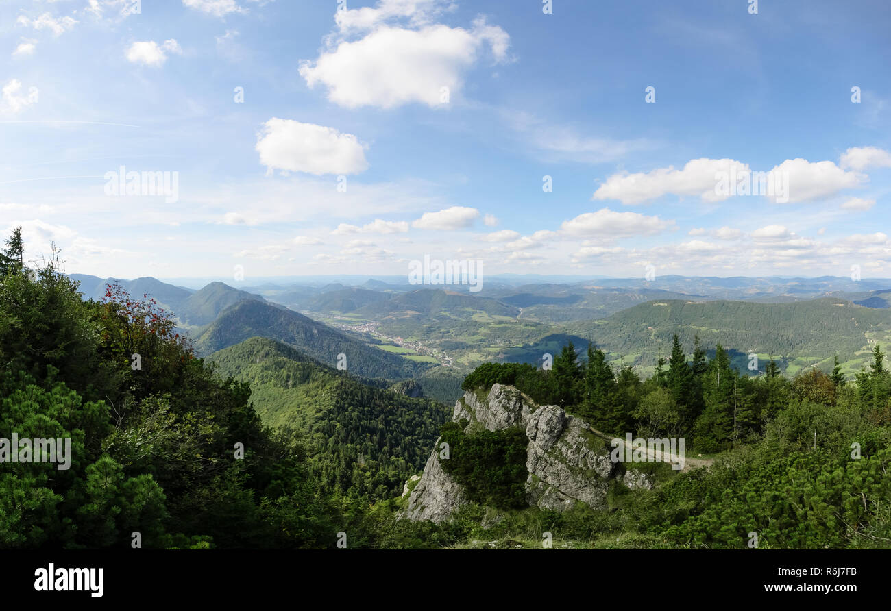 Panoramic view from the Little Rozsutec hill in The Vratna valley at ...