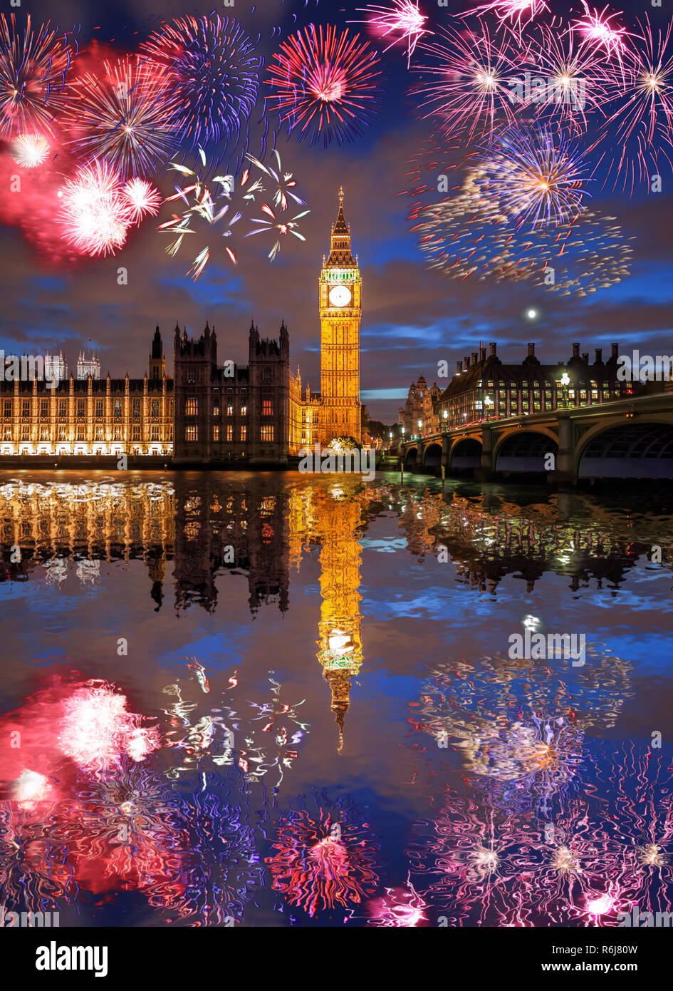 Celebrations fireworks big ben london hi-res stock photography and ...