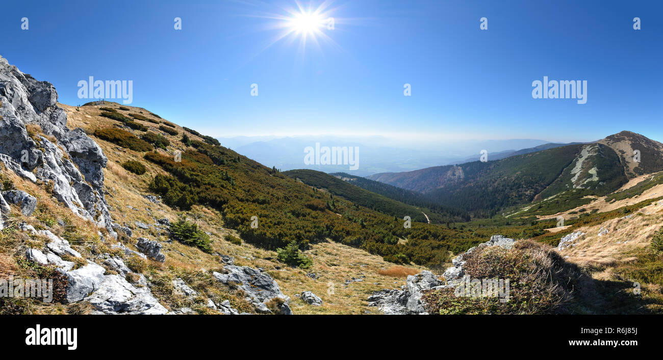 Wide view the meadows in The Vratna valley at the national park Mala ...