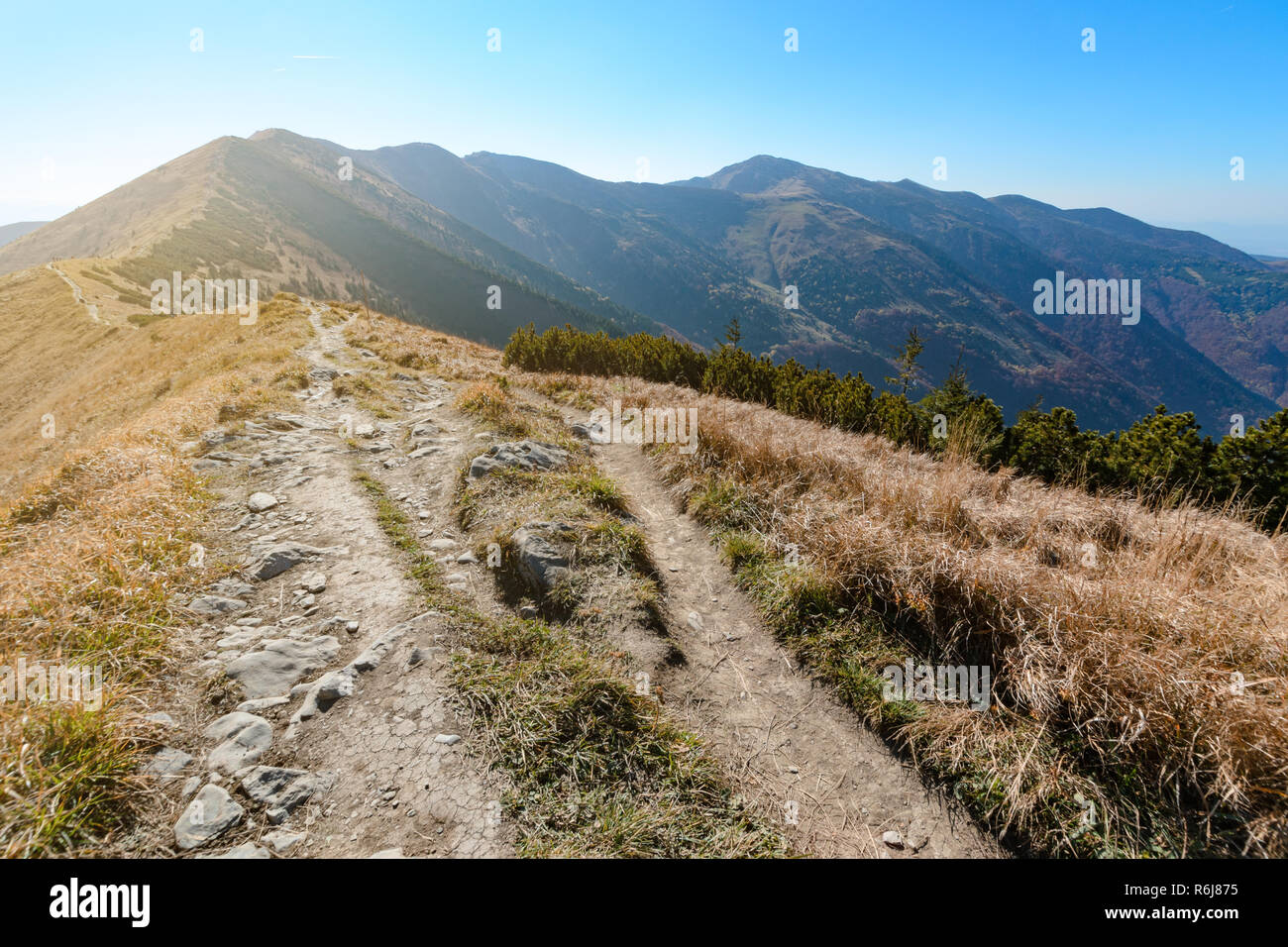 The trail View in The Vratna valley at the national park Mala Fatra in ...