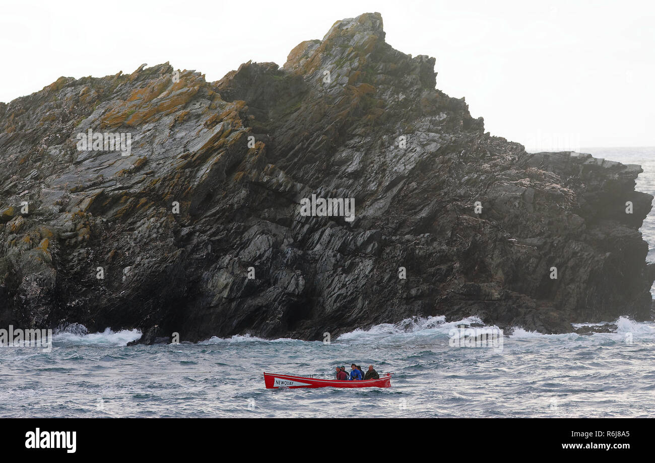 Gig rowing race, Atkinson Trophy, Gannel estuary to Newquay Harbour.UK ...
