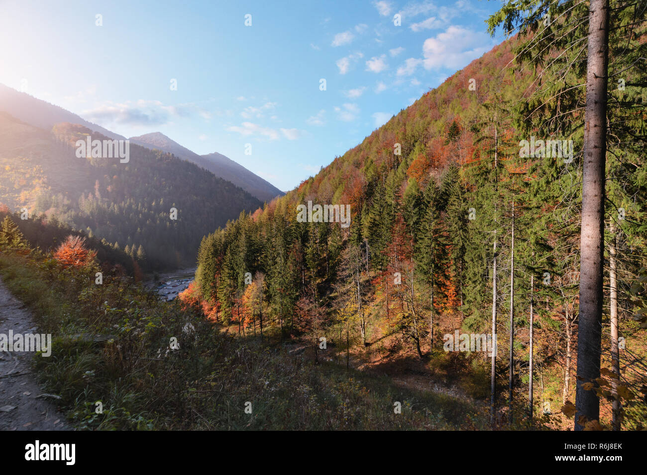 Golden autumn in The Vratna valley at the national park Mala Europe ...