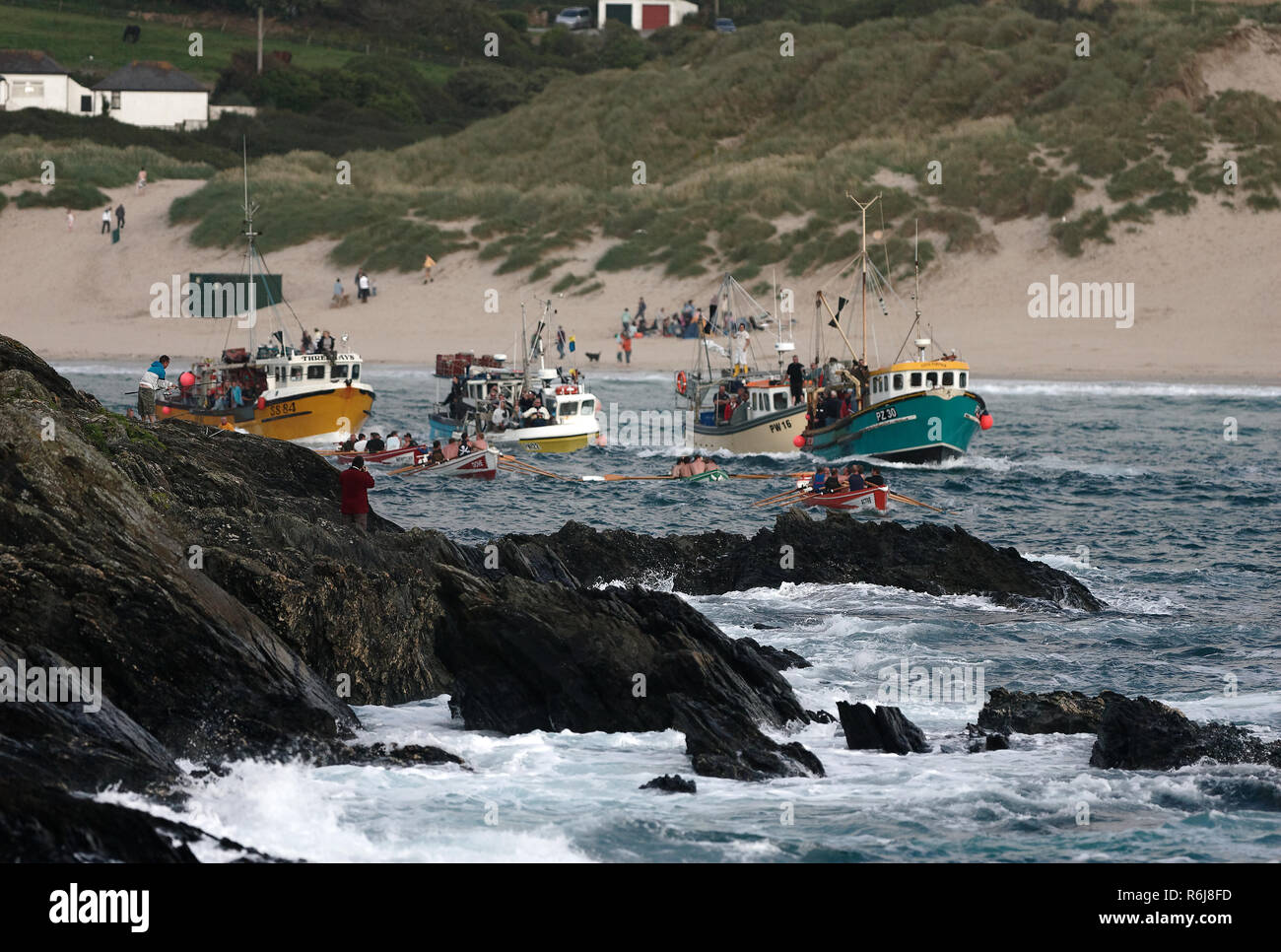 Gig rowing race, Atkinson Trophy, Gannel estuary to Newquay Harbour.UK ...