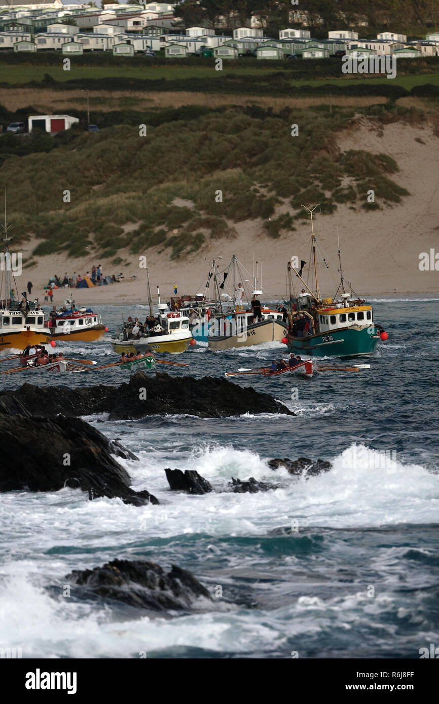 Gig rowing race, Atkinson Trophy, Gannel estuary to Newquay Harbour.UK ...