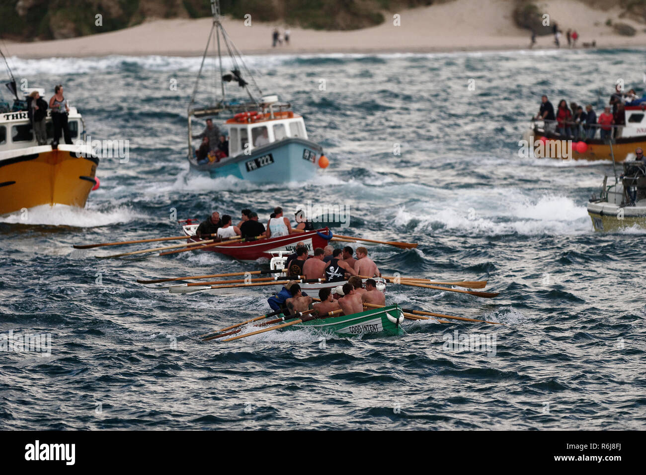 Gig rowing race, Atkinson Trophy, Gannel estuary to Newquay Harbour.UK ...