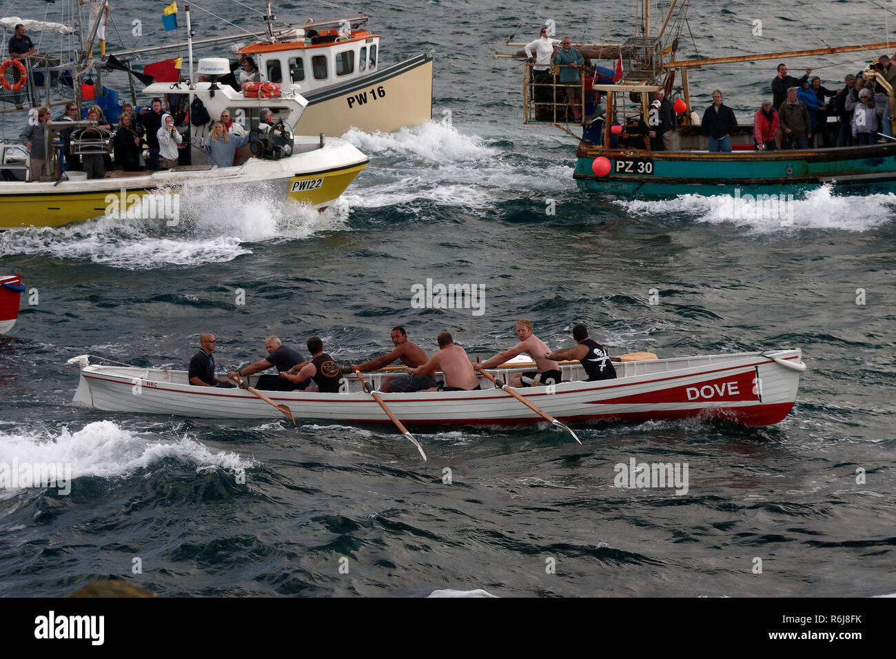 Gig rowing race, Atkinson Trophy, Gannel estuary to Newquay Harbour.UK ...