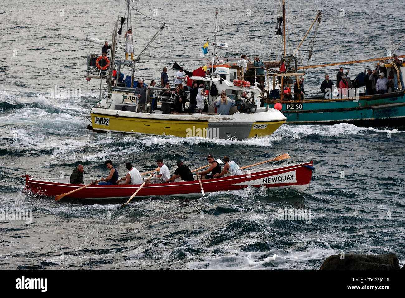 Gig rowing race, Atkinson Trophy, Gannel estuary to Newquay Harbour.UK ...