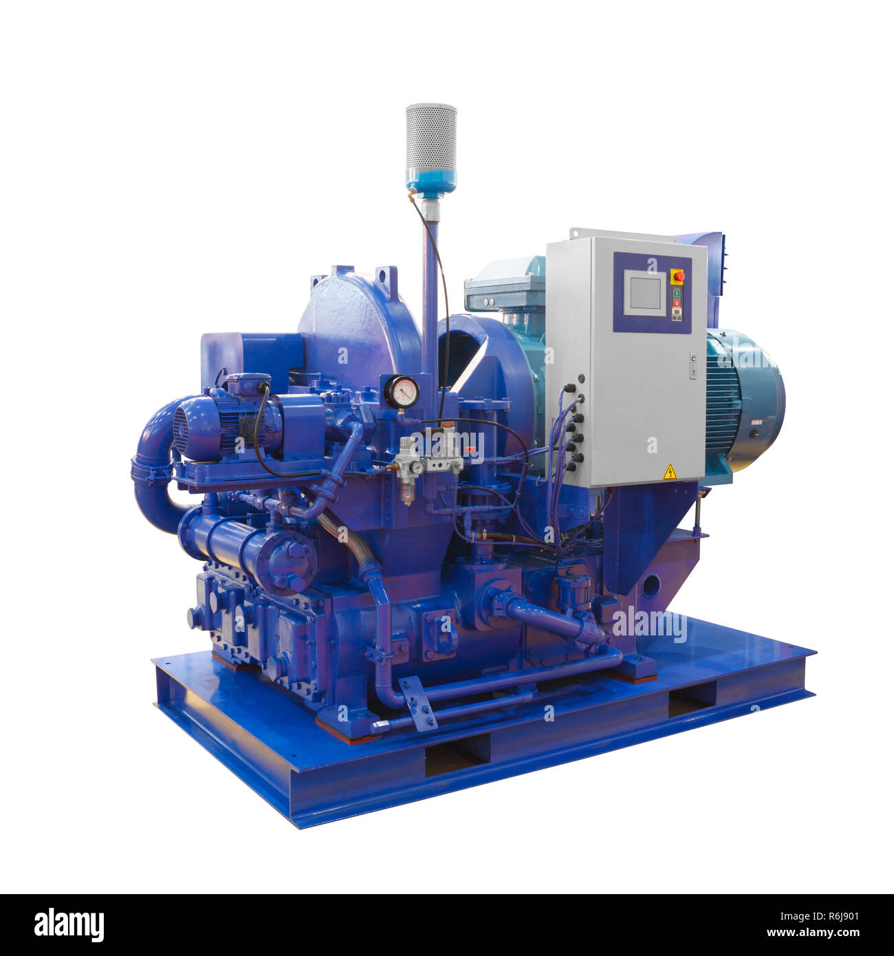 Large industrial turbo high pressure compressor on white Stock Photo ...