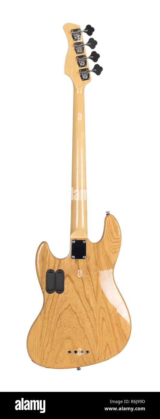 Electric Bass Guitar Back Side Isolated on White Background Stock Photo ...