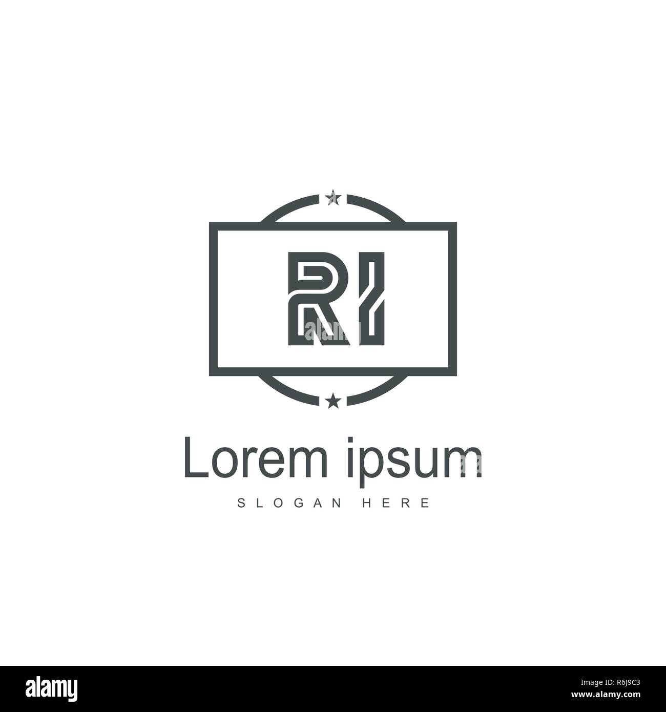 RI Logo template design. Initial letter logo template design Stock ...