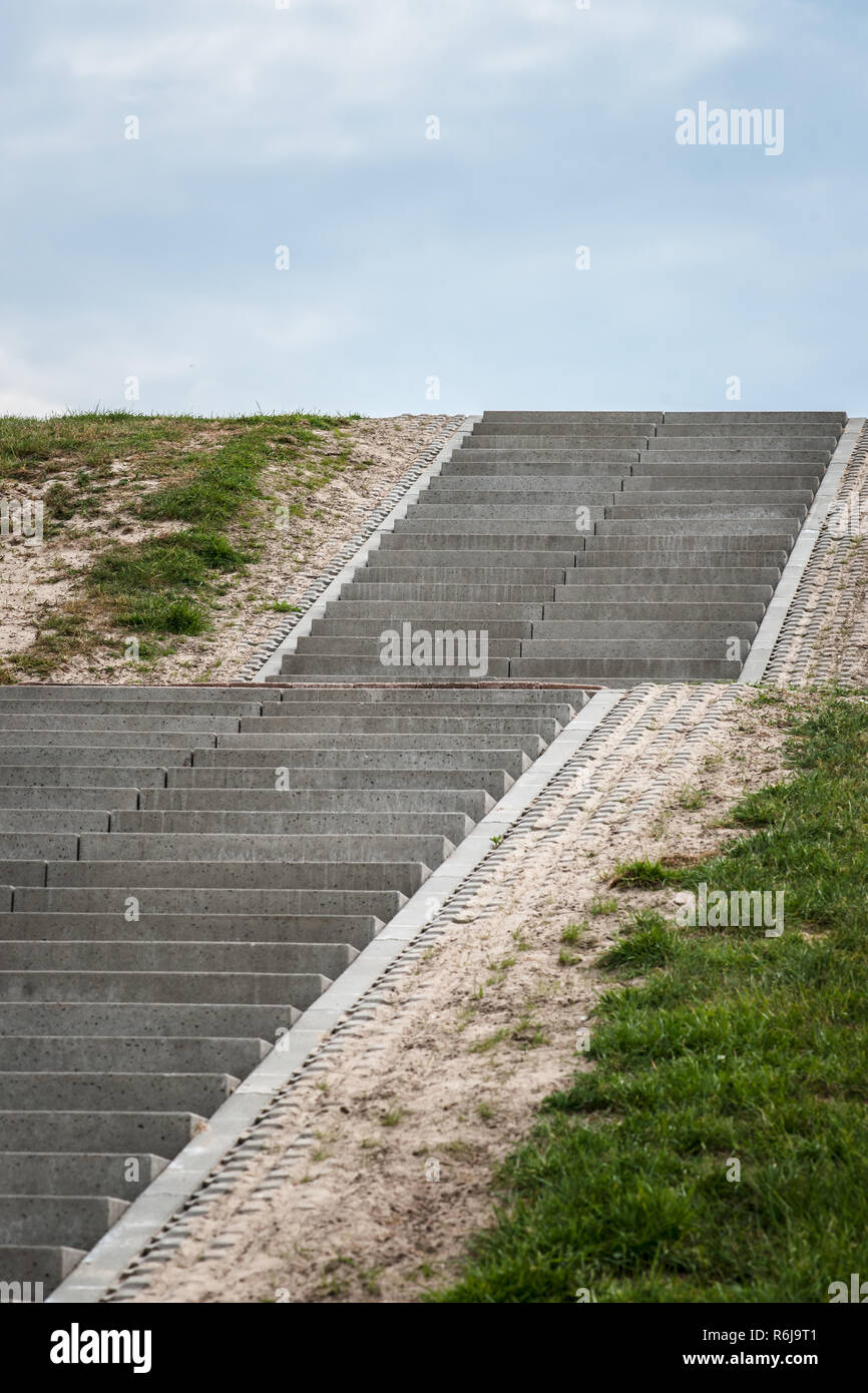 Stairway to heaven. Cultivated landscape with upward climbing stair ...