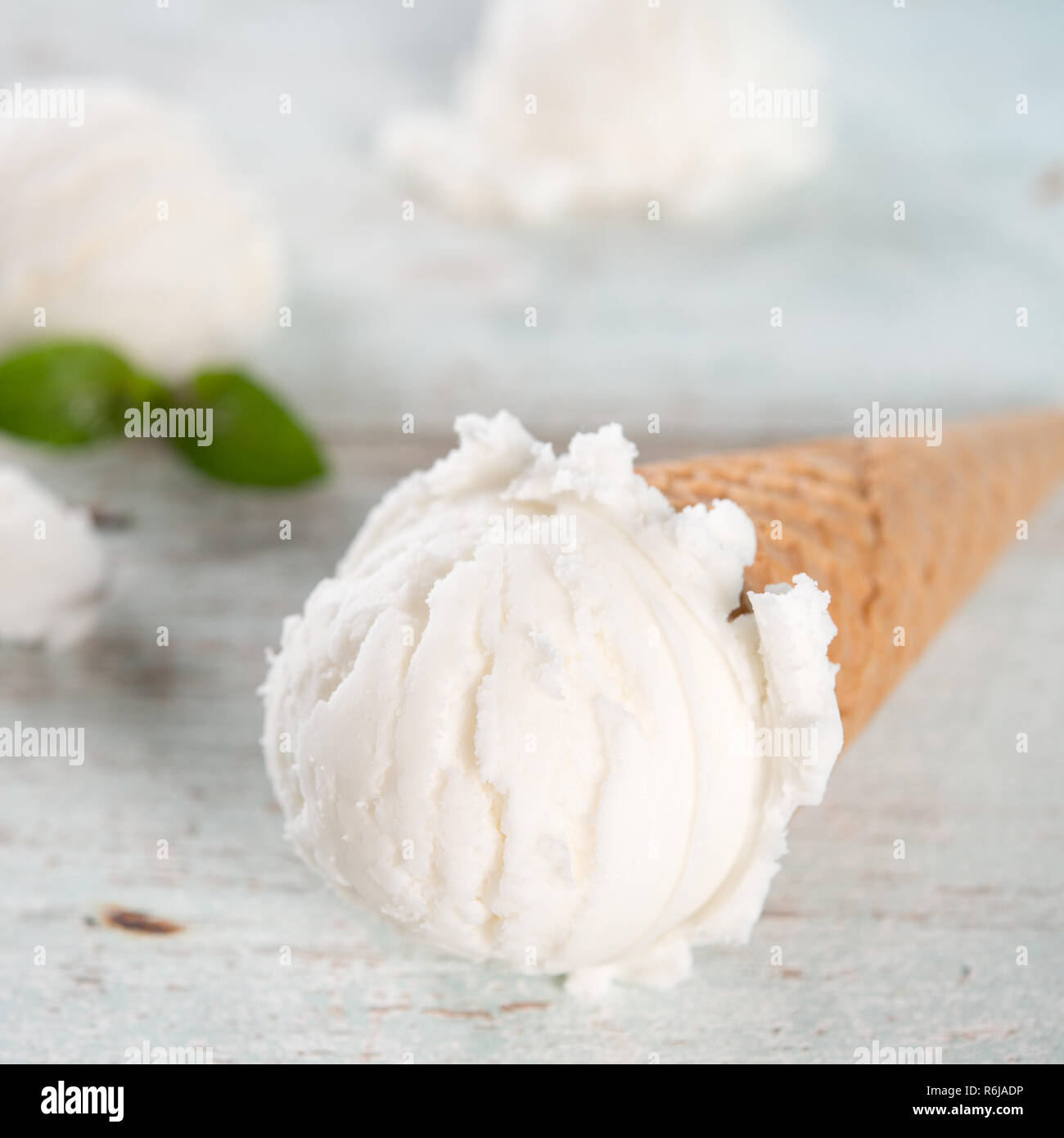 Vanilla ice cream cone Stock Photo - Alamy