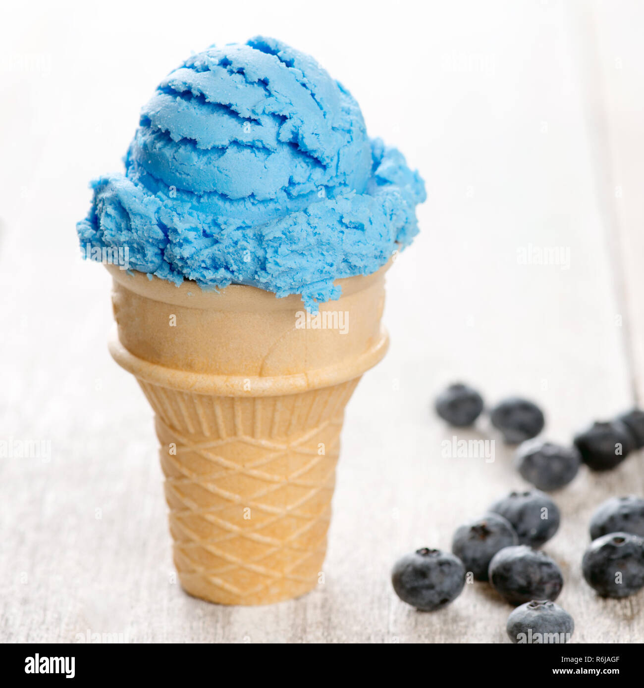 Blue ice cream waffle cone Stock Photo - Alamy