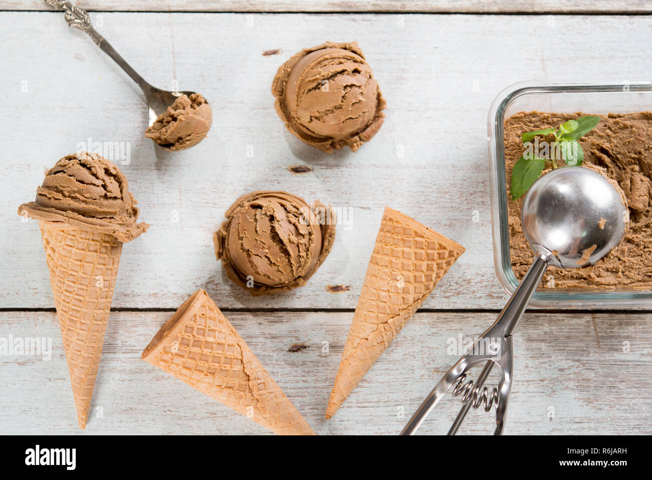 Brown ice cream top view Stock Photo - Alamy