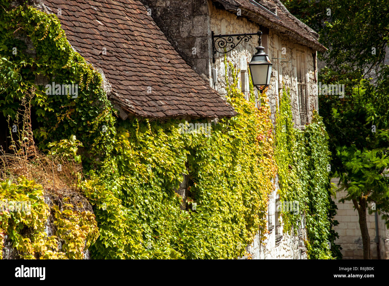 Scene in Crissay-sur-Manse, typical French village with charming and ...