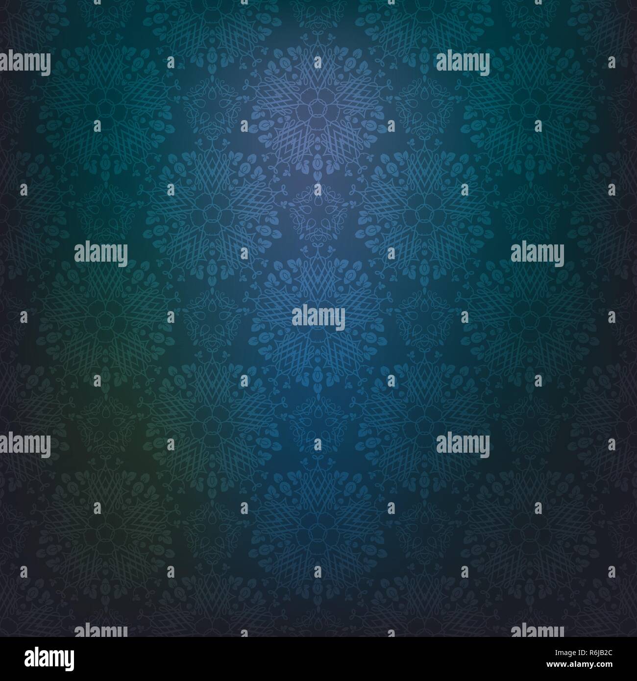 Ornamental blue seamless pattern. Dark gothic style Stock Vector Image ...