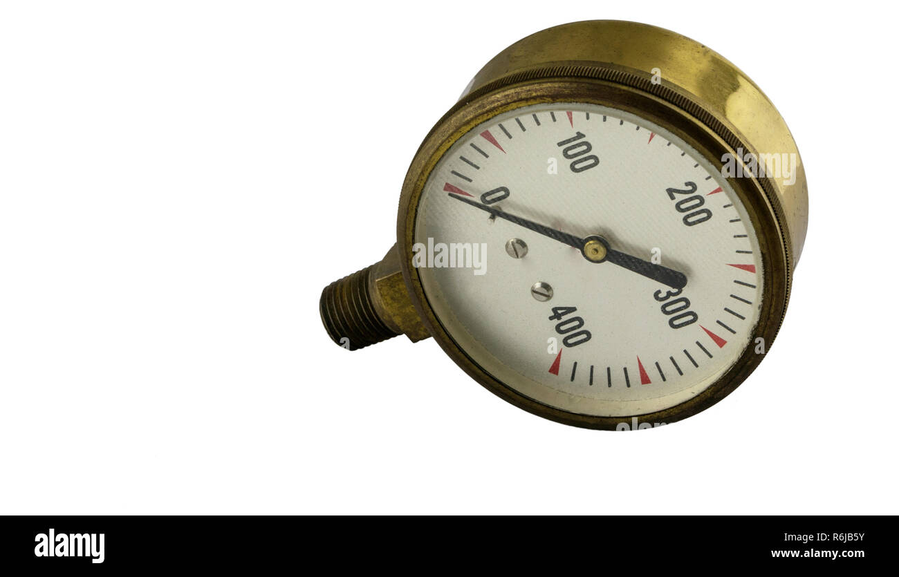 Antique vintage brass pressure gauge Stock Photo - Alamy