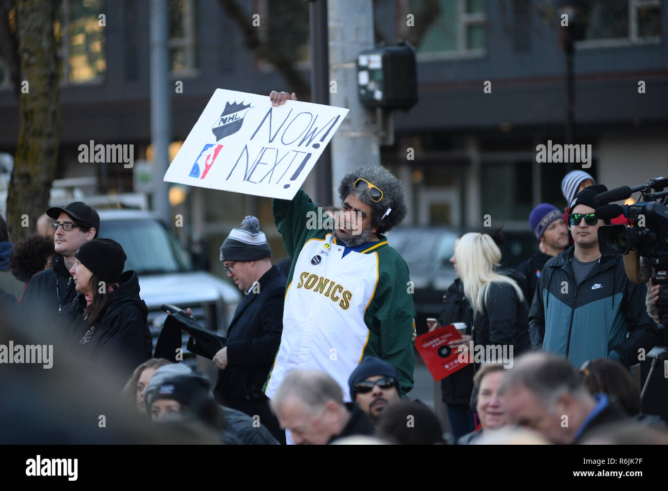 Seattle, Washington, USA. 5th Dec, 2018. Kris Bannon, aka ''Sonics Guy ...