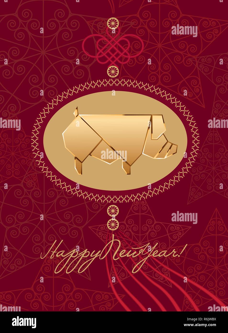 Greeting card with golden pig Stock Vector Image & Art - Alamy