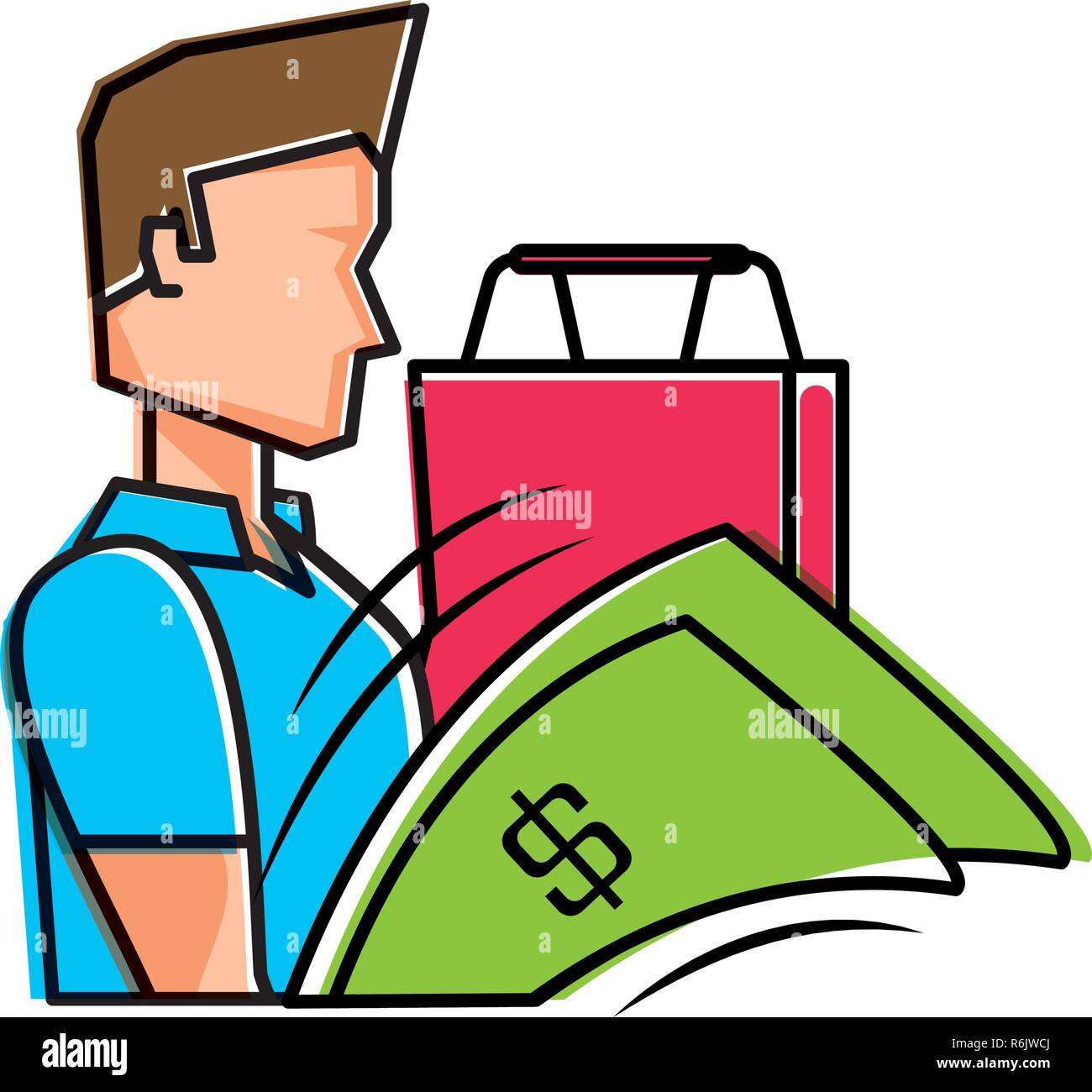 Shopping bill happy Stock Vector Images - Alamy