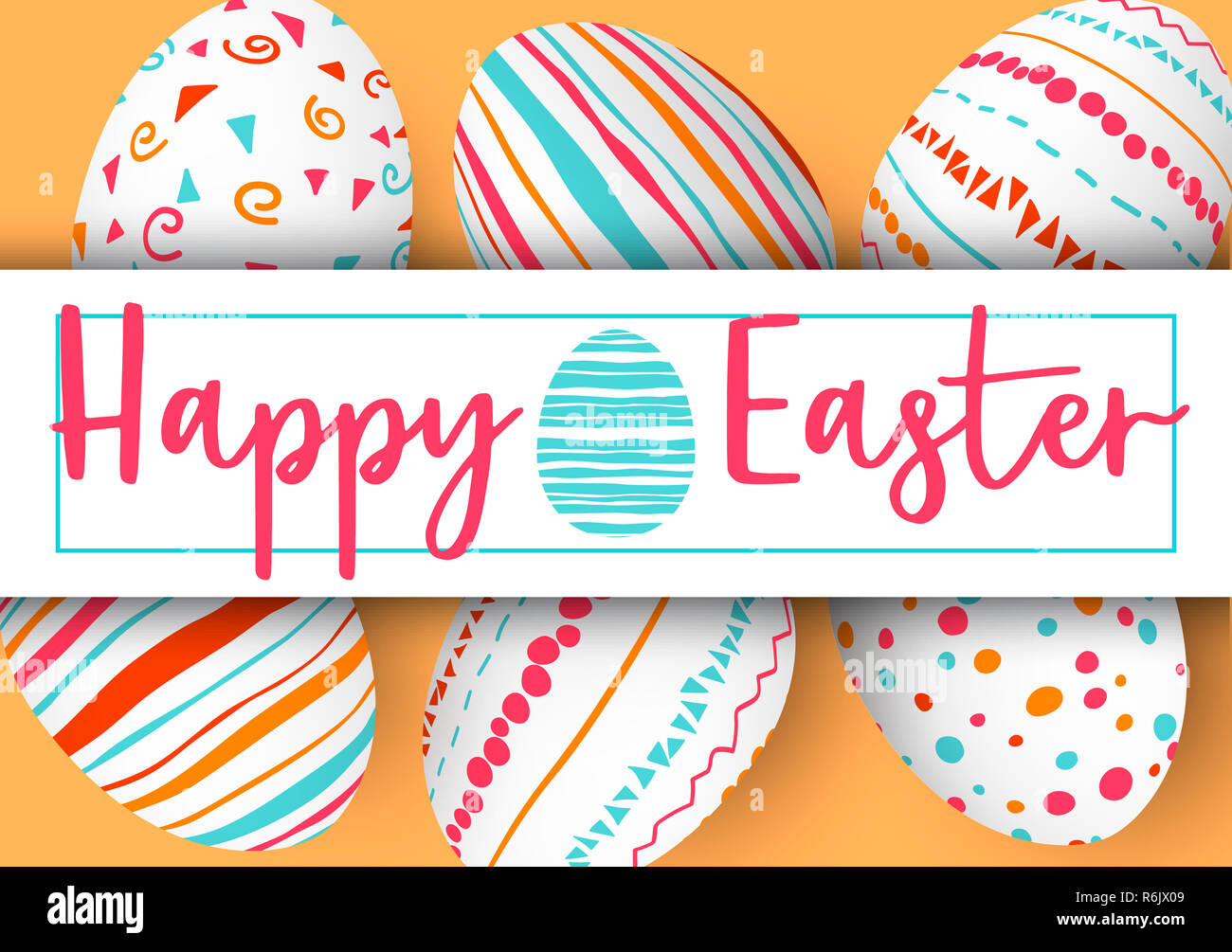 Happy Easter stripe with text on golden background. Easter colorful ...