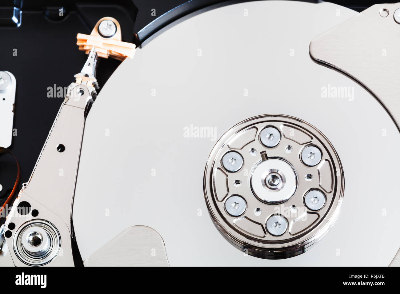 top view of open internal sata hard disk drive Stock Photo - Alamy