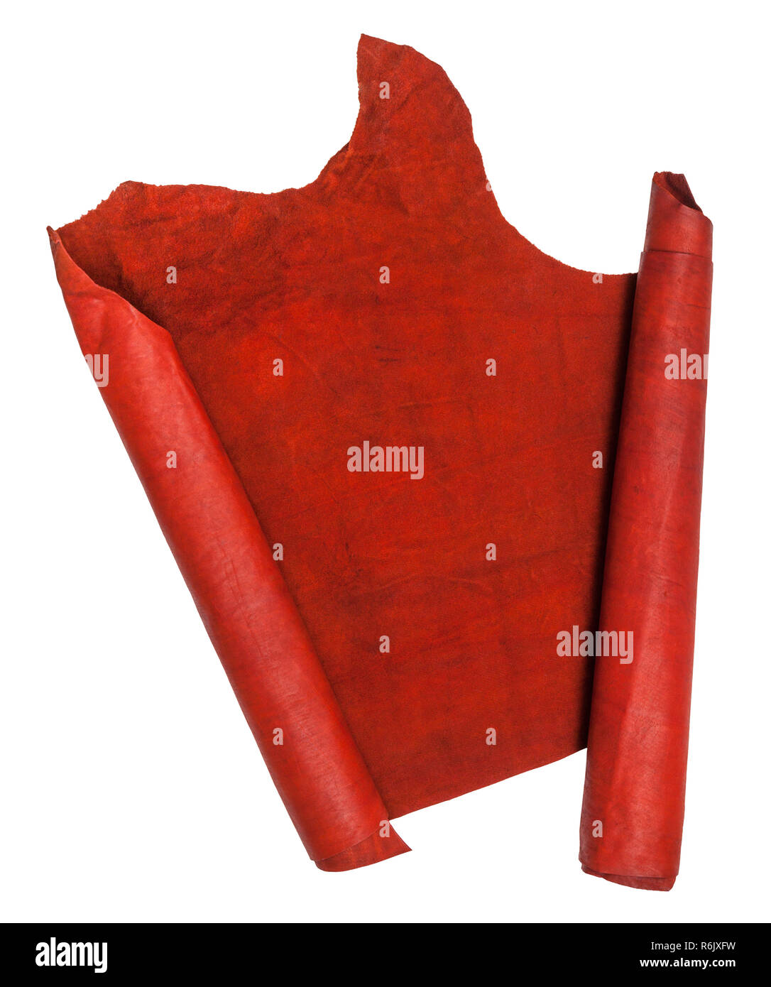 unrolled scroll from red suede isolated Stock Photo - Alamy