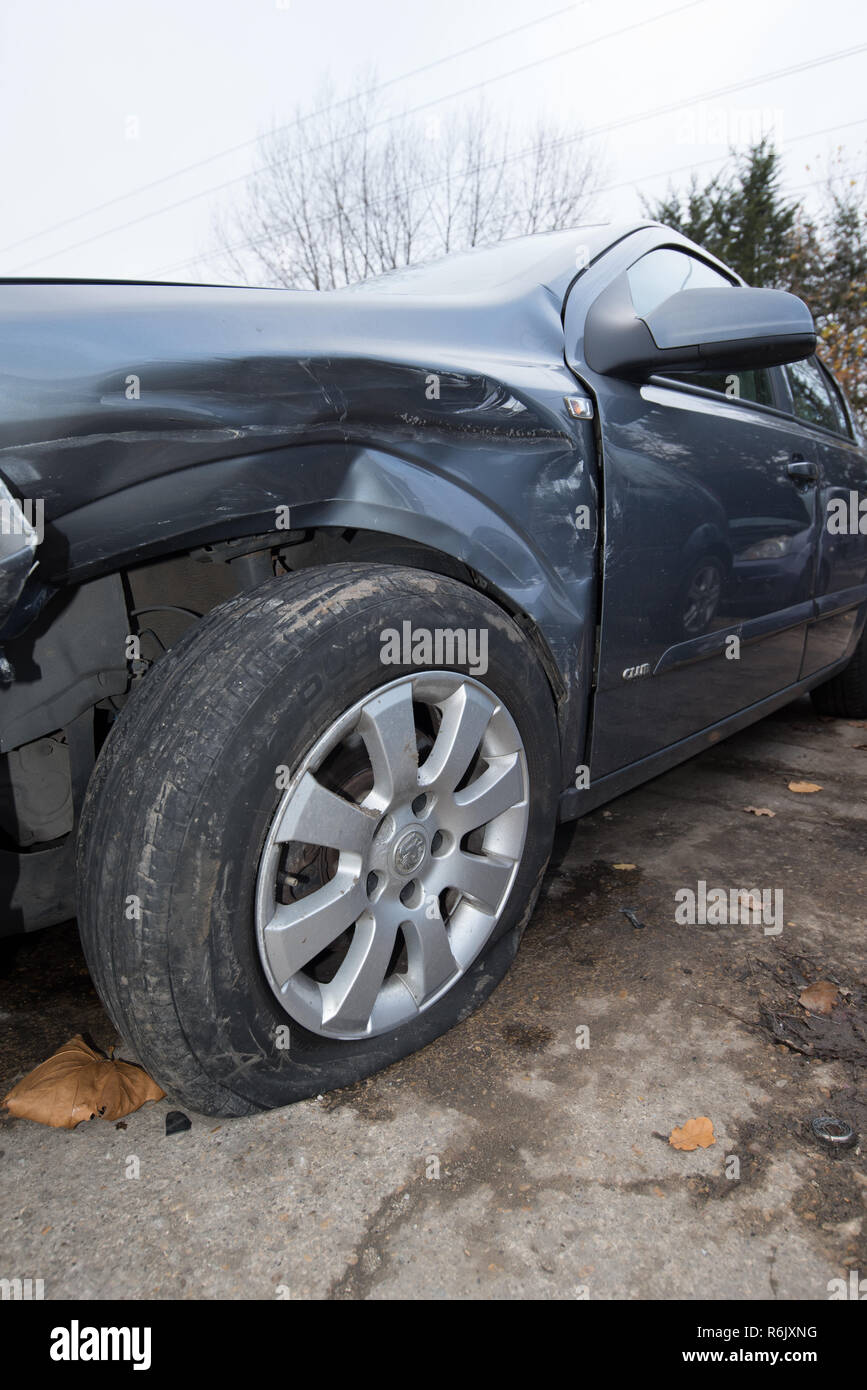 Car Crash: Damage and details to bodywork from non fatal accident RTC ...