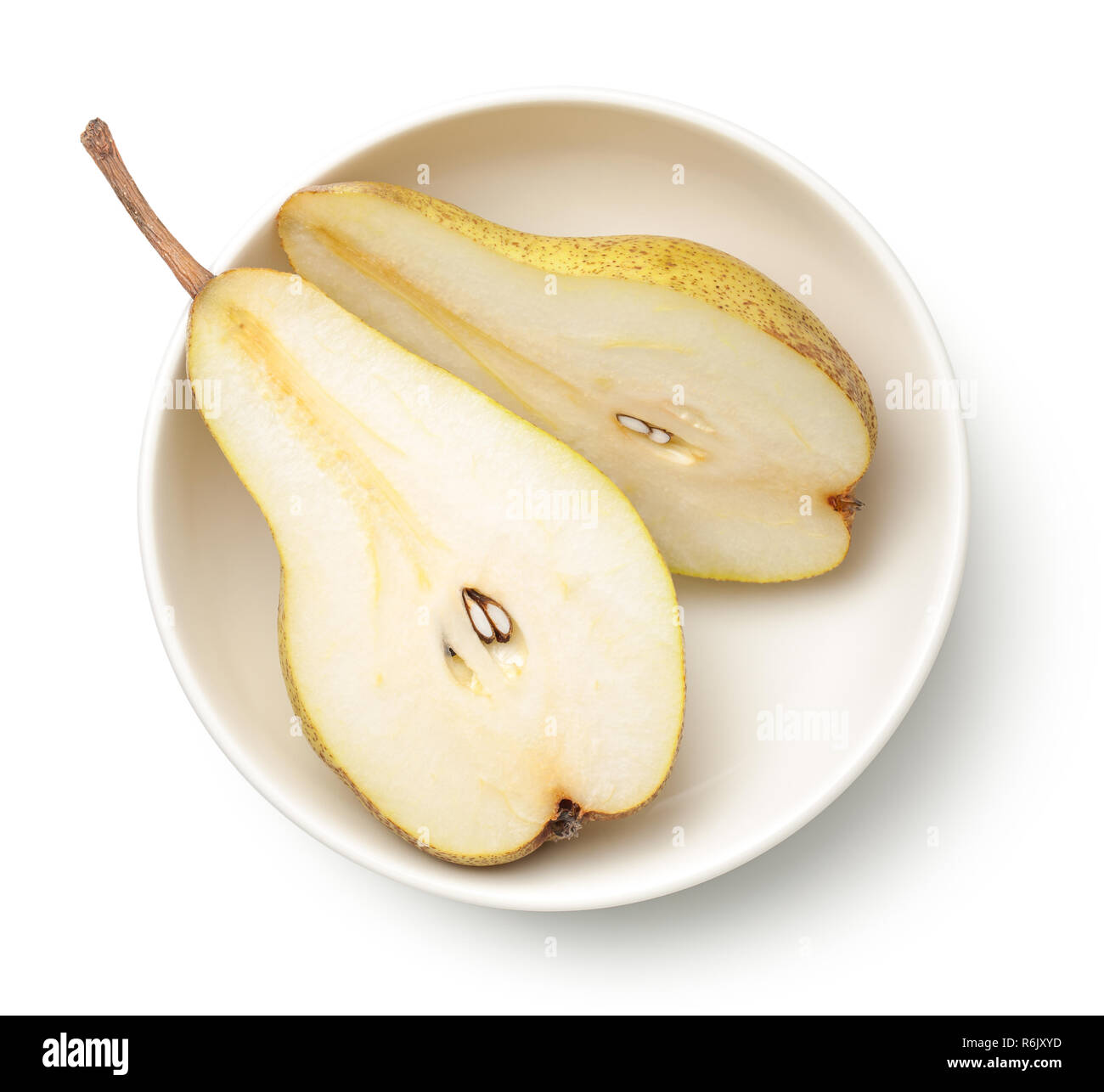 pear in bowl isolated on white background Stock Photo - Alamy