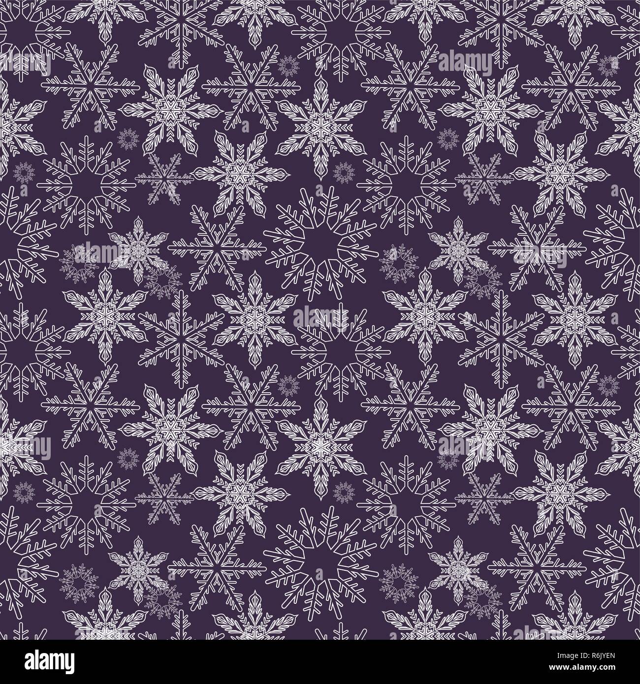 Snowflakes seamless pattern. New Years snow endless background, winter ...