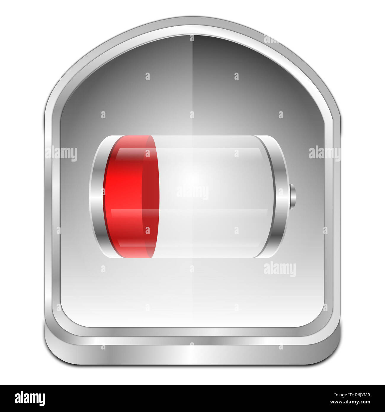 silver red Battery Button - 3D illustration Stock Photo - Alamy