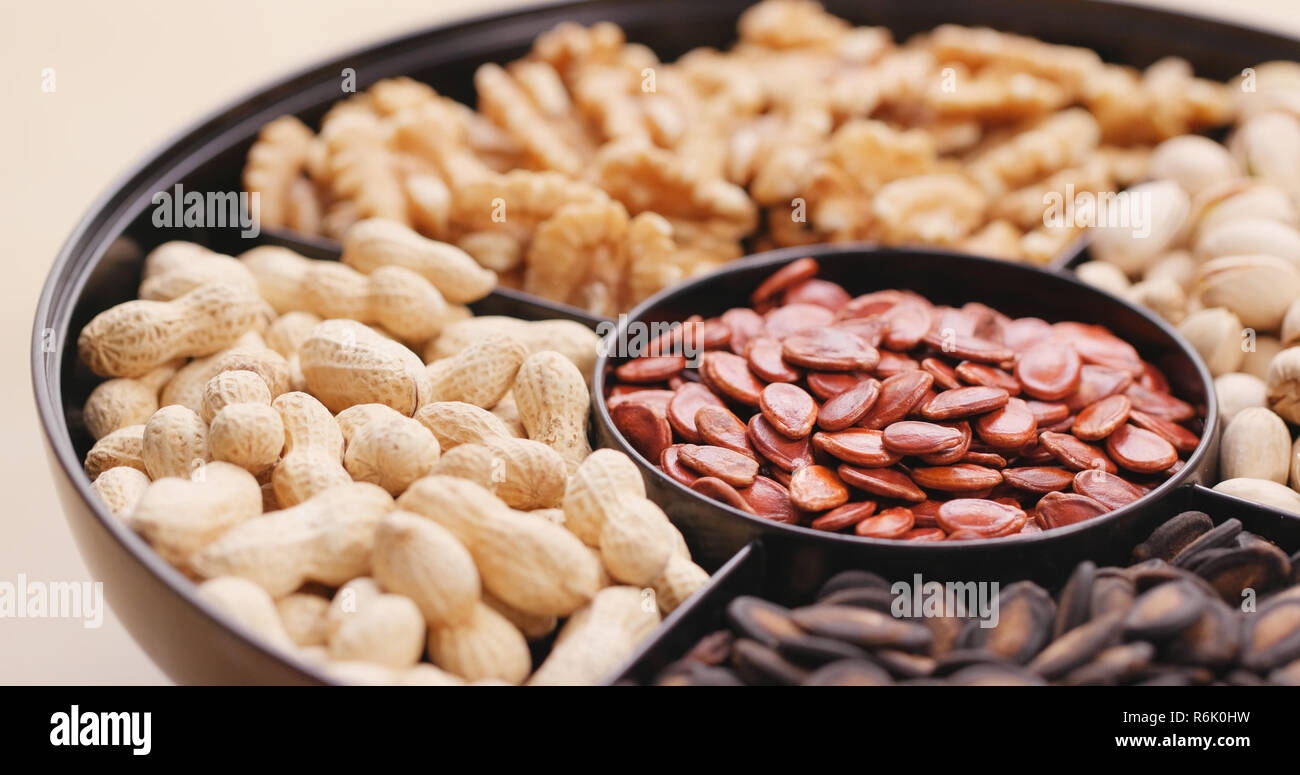 Traditional Lunar new year snack tray in rotation Stock Photo - Alamy