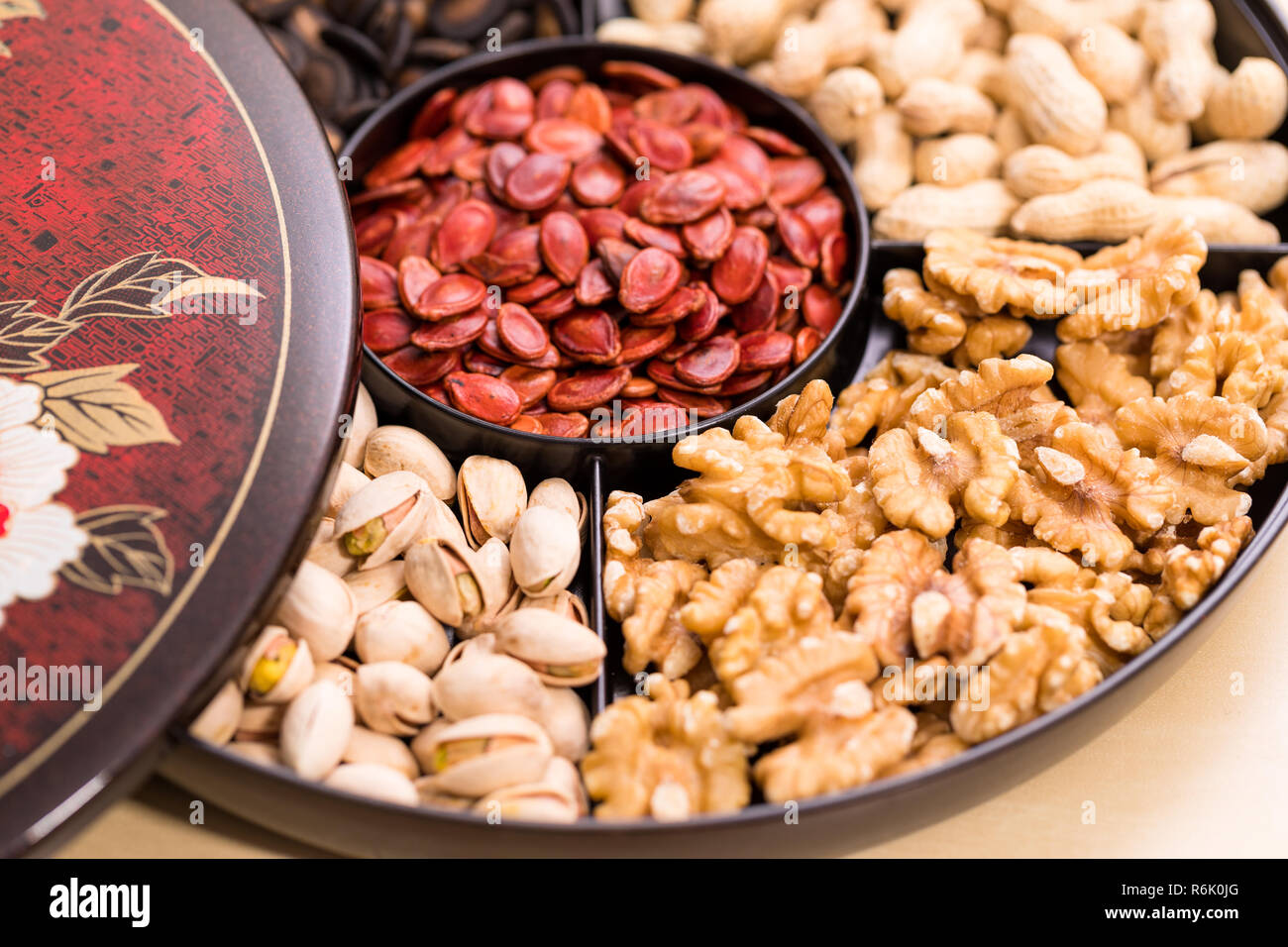 Chinese snack box tray for chinese new year Stock Photo - Alamy
