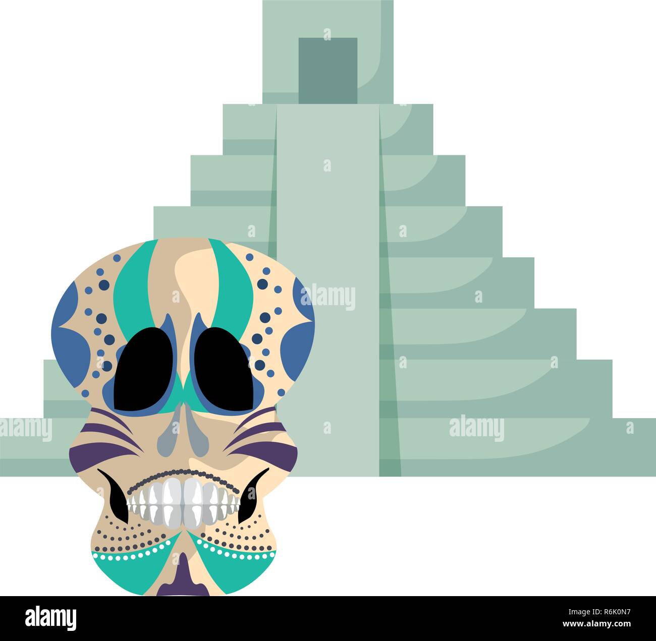 skull and pyramid day of the dead vector illustration Stock Vector ...