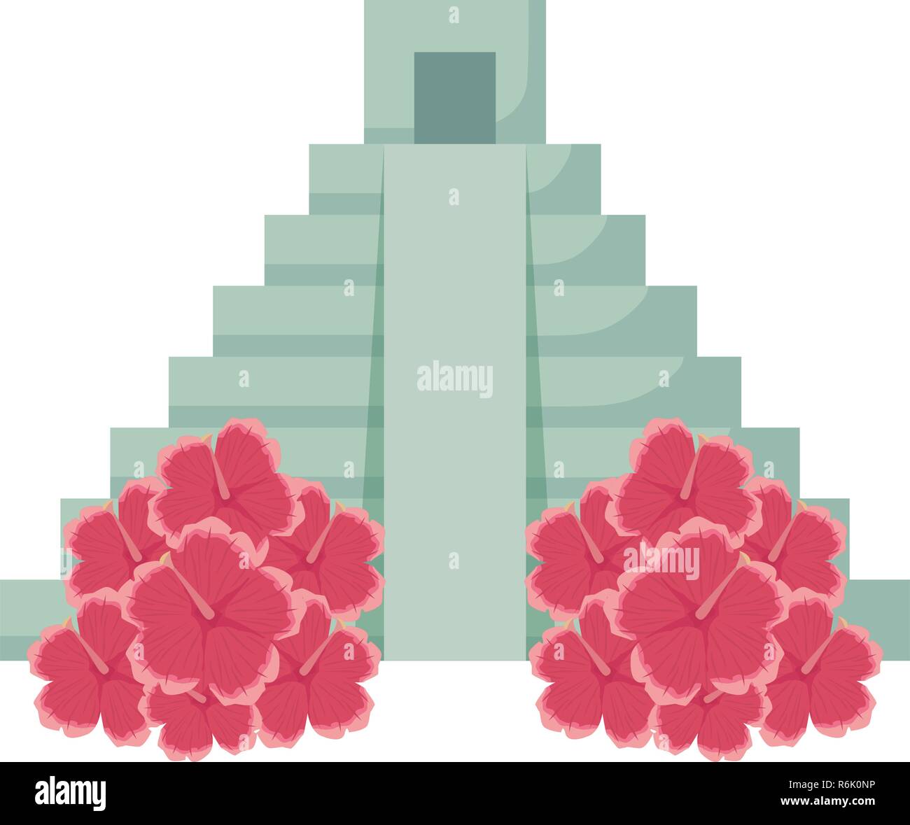 pyramid and flowers day of the dead vector illustration Stock Vector ...